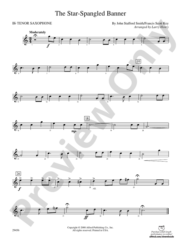 The Star-Spangled Banner: B-flat Tenor Saxophone: B-flat Tenor ...
