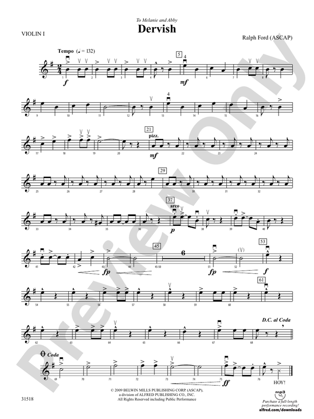 Dervish: 1st Violin: 1st Violin Part - Digital Sheet Music Download