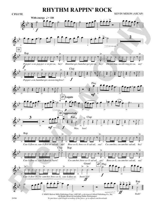 Rhythm Rappin' Rock: Flute: Flute Part - Digital Sheet Music Download