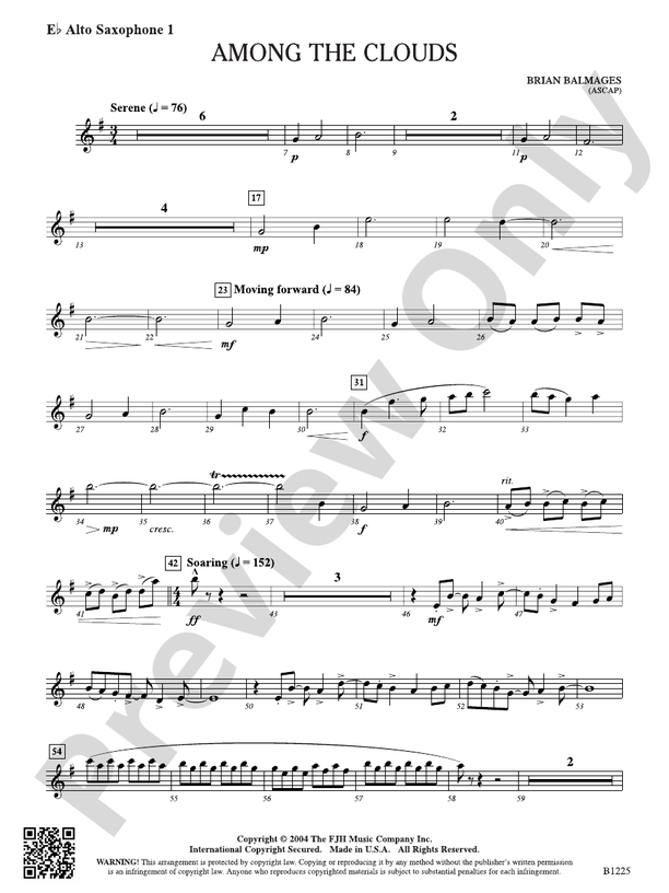 Among the Clouds: E-flat Alto Saxophone 1: E-flat Alto Saxophone 1 Part: Brian Balmages ...