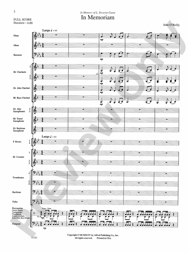 In Memoriam: : John O'Reilly - Digital Sheet Music Download