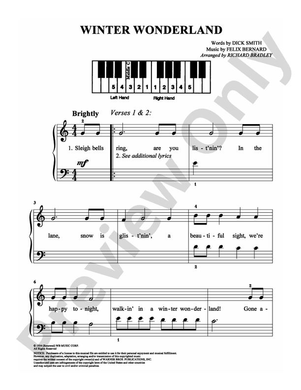 Winter Wonderland: Five Finger Piano: Felix Bernard - Digital Sheet ...