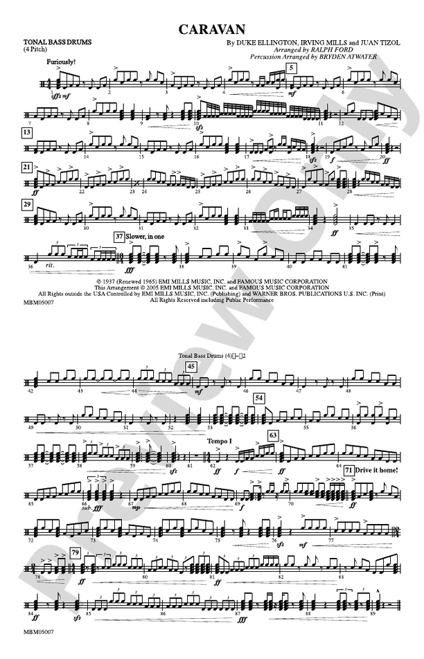 Caravan: Tonal Bass Drum: Tonal Bass Drum Part - Digital Sheet Music Download