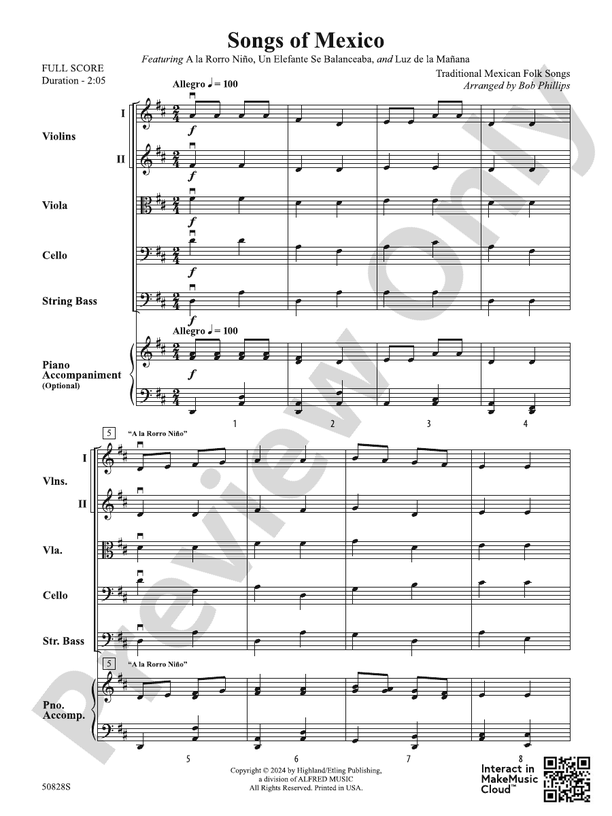 Songs of Mexico: String Orchestra Conductor Score & Parts: Bob Phillips ...