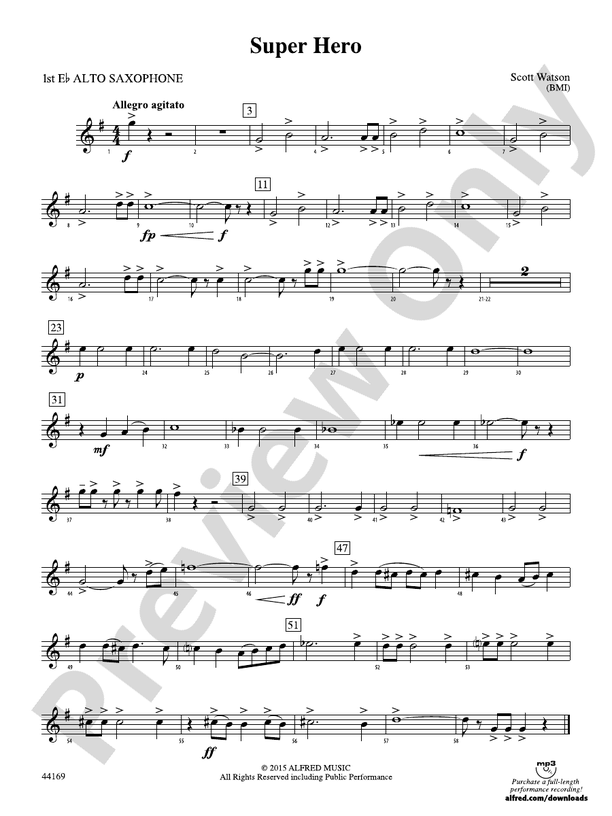 Super Hero: E-flat Alto Saxophone: E-flat Alto Saxophone Part - Digital ...