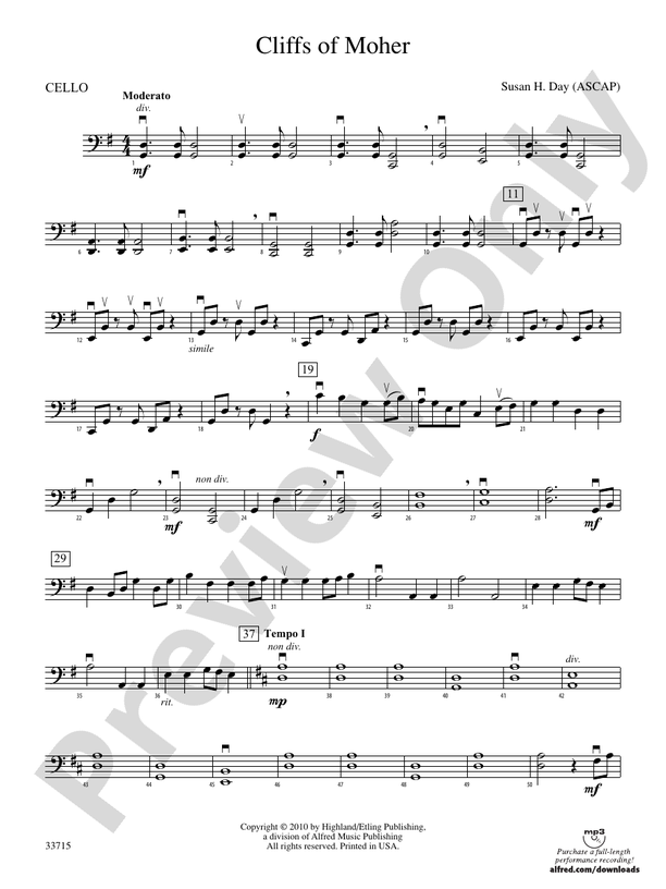Cliffs of Moher: Cello: Cello Part - Digital Sheet Music Download