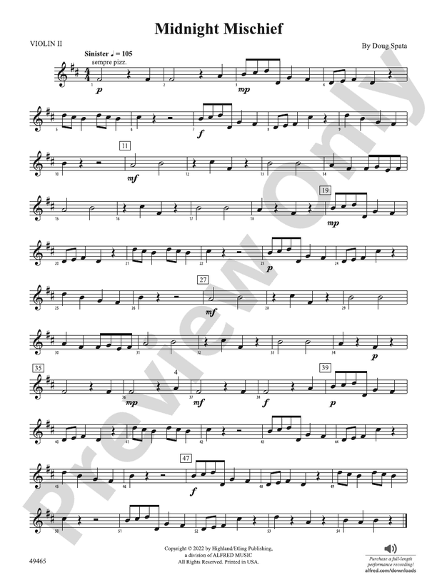 Midnight Mischief: 2nd Violin: 2nd Violin Part - Digital Sheet Music Download