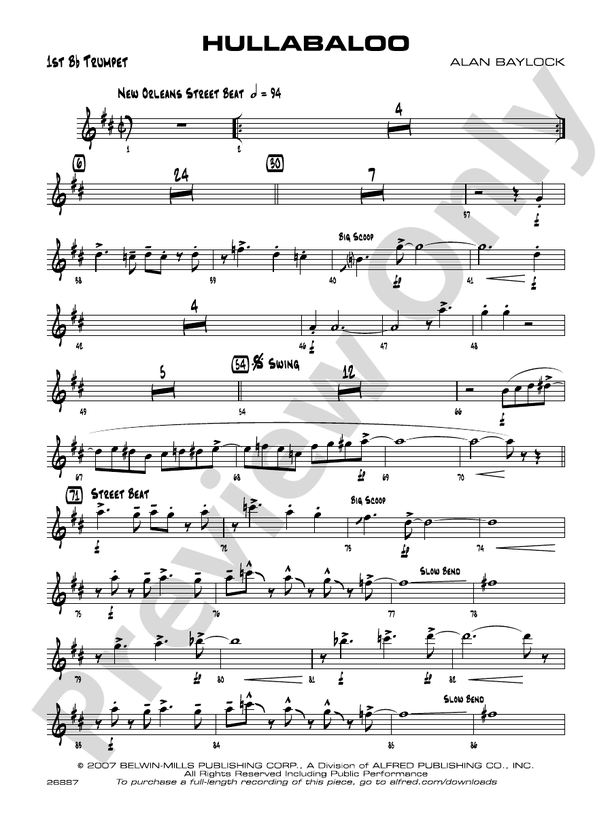 Hullabaloo: 1st B-flat Trumpet: 1st B-flat Trumpet Part - Digital Sheet ...