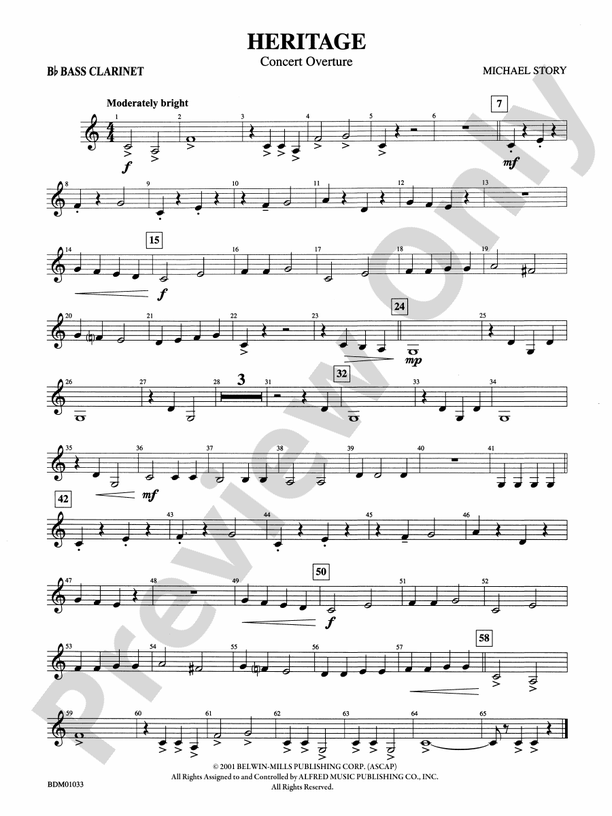 Heritage (Concert Overture): B-flat Bass Clarinet: B-flat Bass Clarinet ...