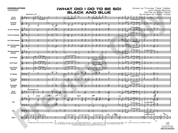 (What Did I Do to Be So) Black and Blue: Score: Jazz Ensemble Score ...