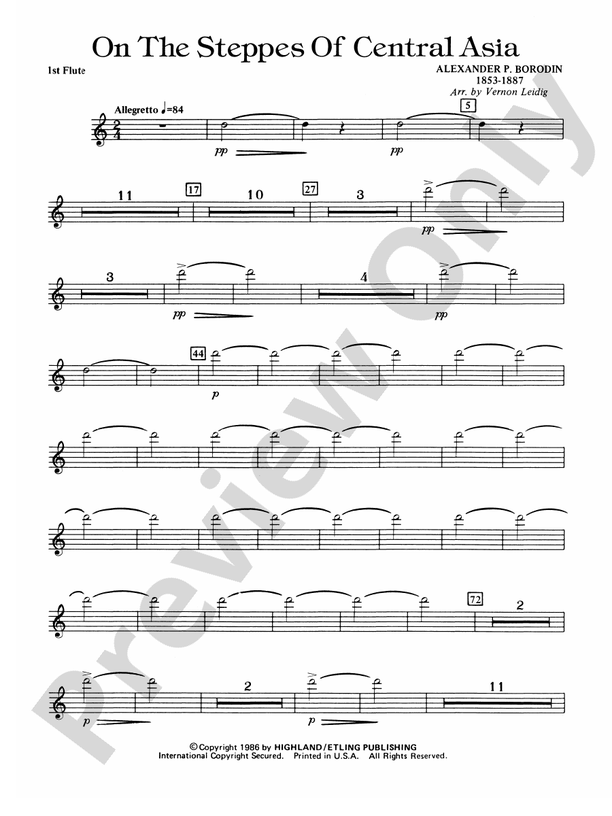 On the Steppes of Central Asia: Flute: Flute Part - Digital Sheet Music ...
