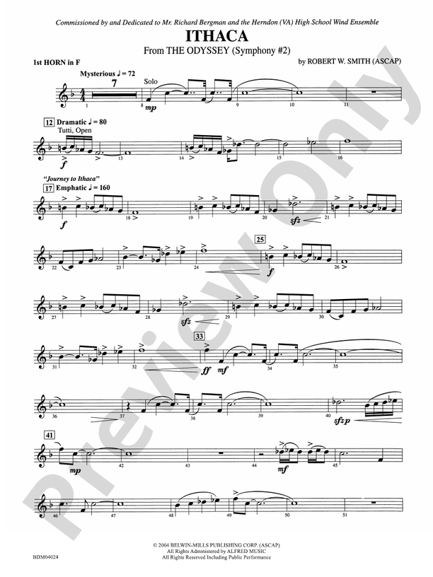 Ithaca (from The Odyssey (Symphony No. 2)): 1st F Horn: 1st F Horn Part - Digital Sheet Music ...