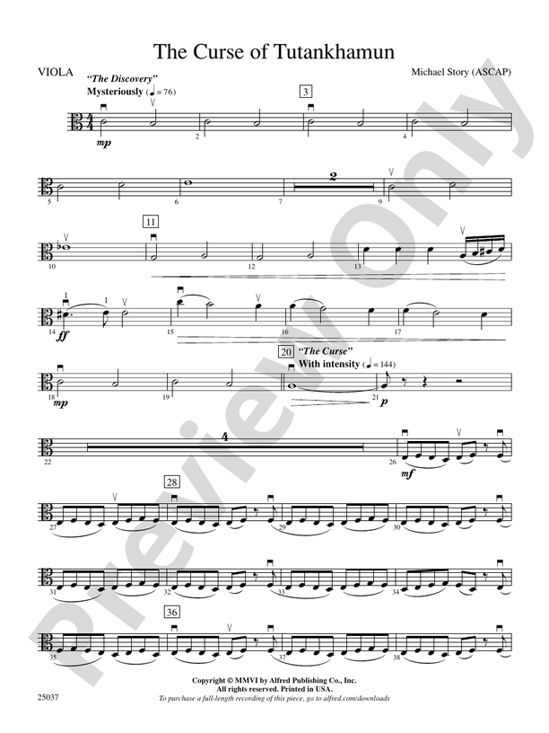 The Curse of Tutankhamun: Viola: Viola Part - Digital Sheet Music Download