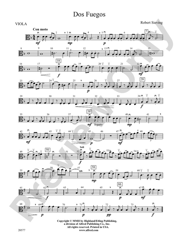 Dos Fuegos: Viola: Viola Part - Digital Sheet Music Download