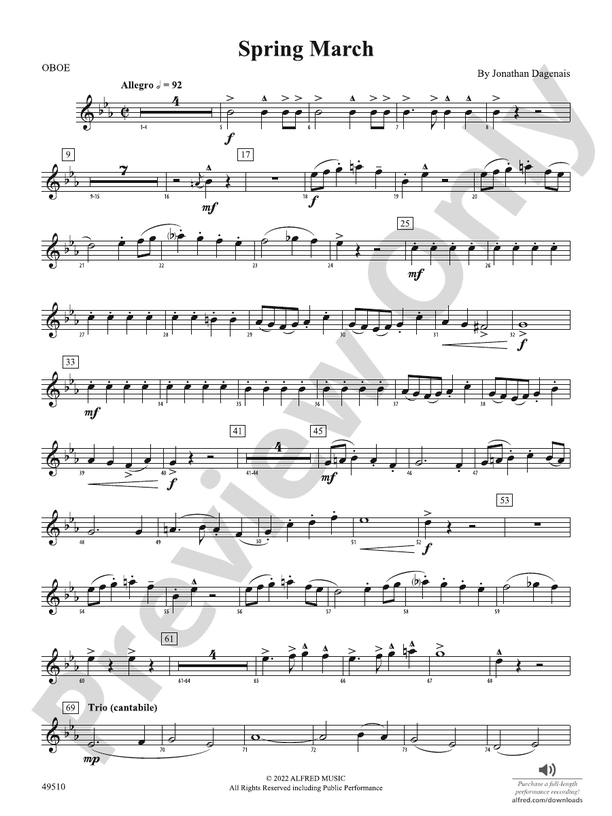 Spring March: Oboe: Oboe Part - Digital Sheet Music Download