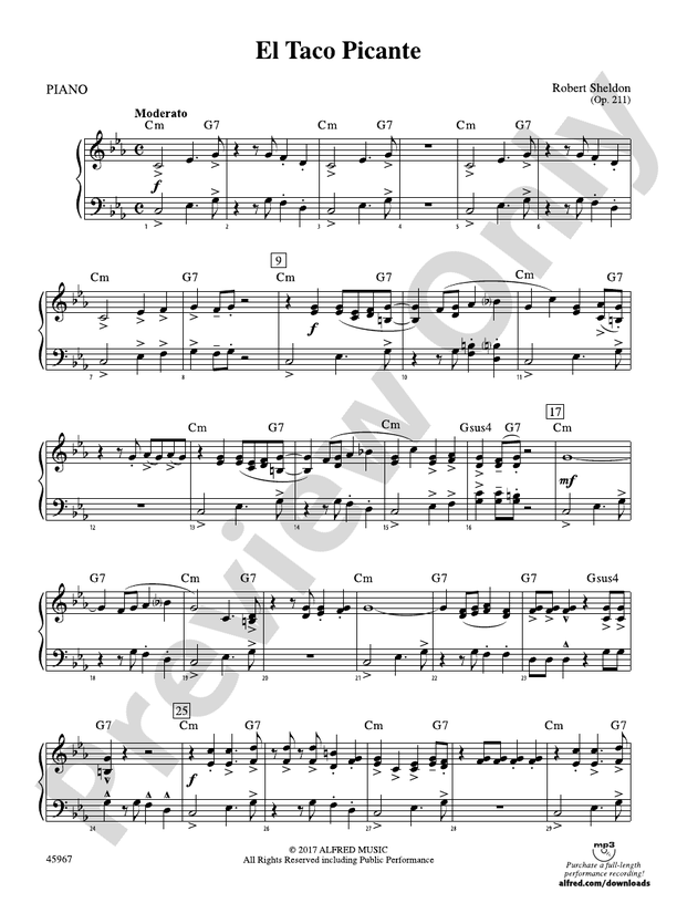 El Taco Picante: Piano Accompaniment: Piano Accompaniment Part ...