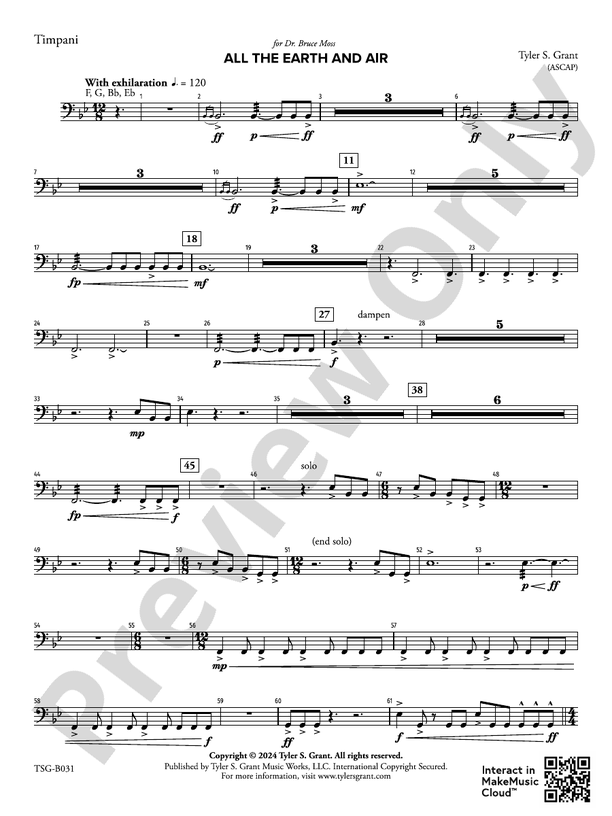 All the Earth and Air: Timpani: Timpani Part: Tyler S. Grant - Digital ...