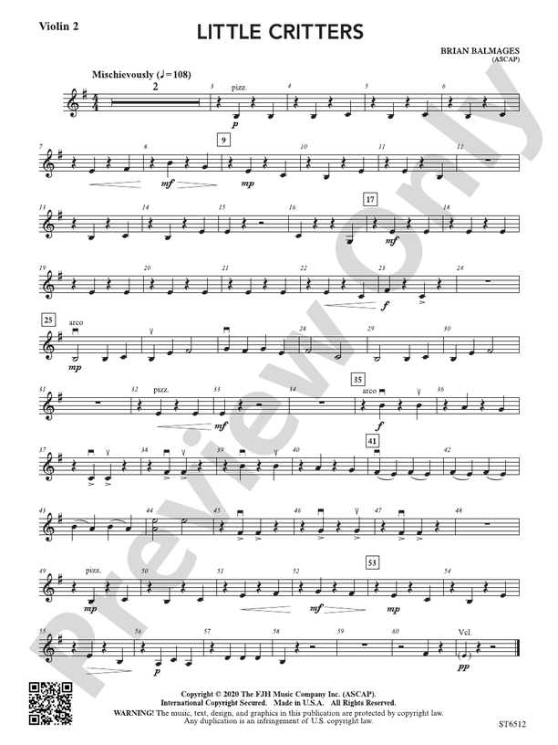 Little Critters: Violin 2: Violin 2 Part: Brian Balmages - Digital ...