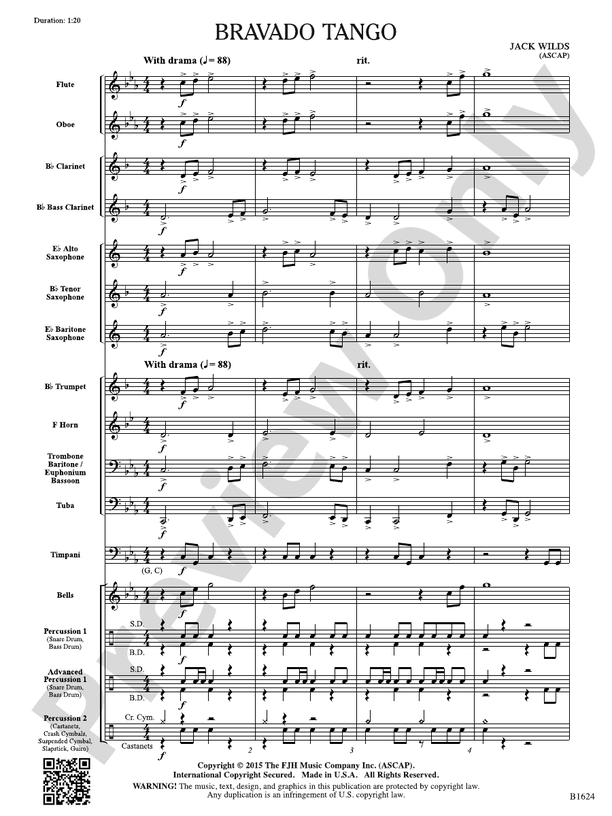 Bravado Tango: Score: : Jack Wilds - Digital Sheet Music Download