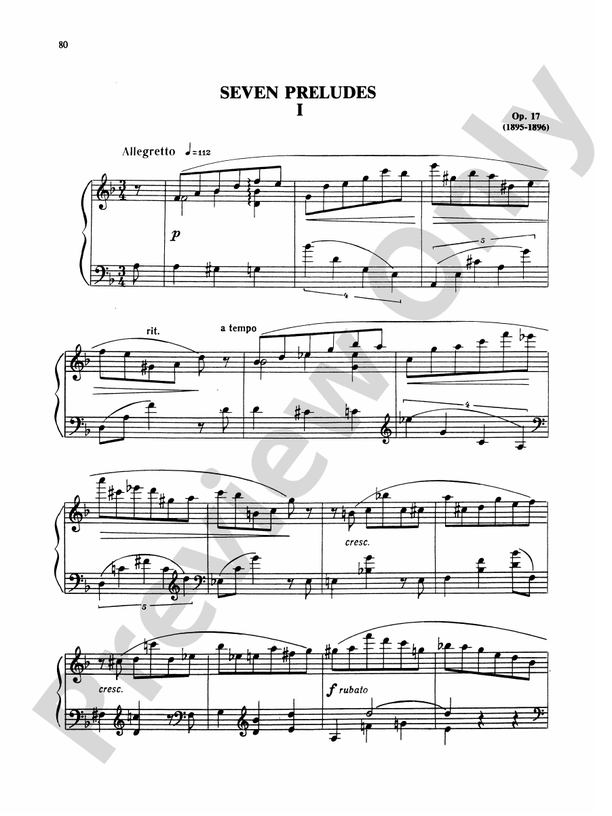 Scriabin: Preludes: Op. 17, No. 1 Part - Digital Sheet Music Download