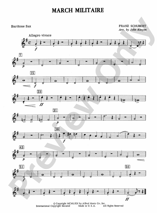 March Militaire E Flat Baritone Saxophone E Flat Baritone Saxophone