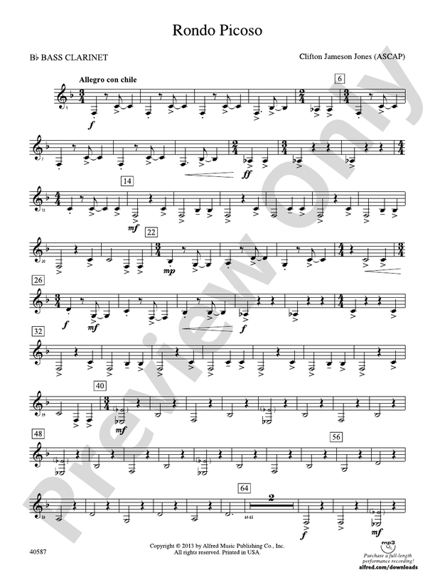 Rondo Picoso: B-flat Bass Clarinet: B-flat Bass Clarinet Part - Digital ...