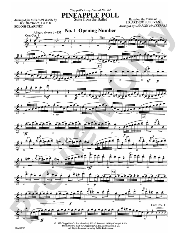 Pineapple Poll (Suite from the Ballet): Solo Clarinet: Solo Clarinet Part - Digital Sheet Music ...