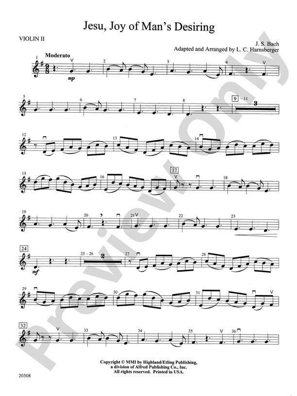 Jesu, Joy of Man's Desiring: 2nd Violin: 2nd Violin Part - Digital ...