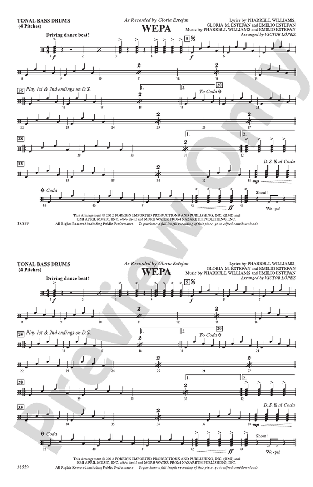 Wepa: Tonal Bass Drum: Tonal Bass Drum Part - Digital Sheet Music Download
