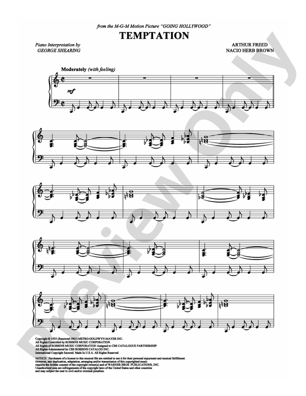 Temptation: Piano: George Shearing - Digital Sheet Music Download
