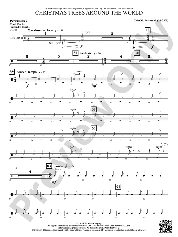 Christmas Trees Around the World: 2nd Percussion: 2nd Percussion Part ...