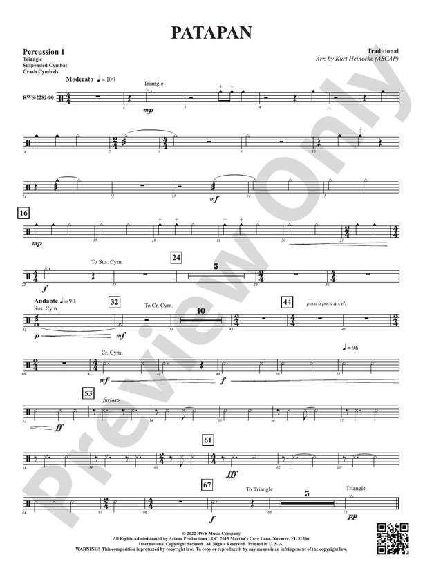 Patapan: 1st Percussion: 1st Percussion Part - Digital Sheet Music Download
