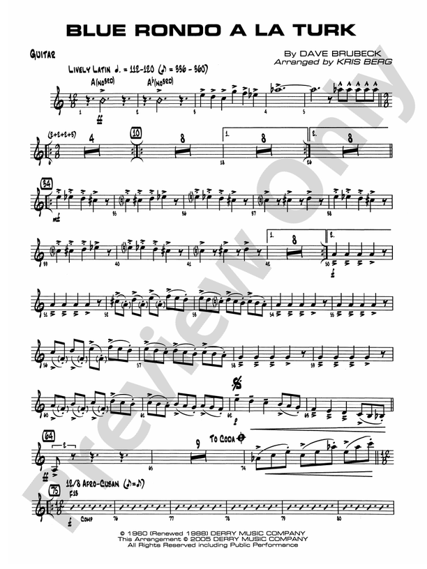Blue Rondo a la Turk: Guitar: Guitar Part - Digital Sheet Music Download