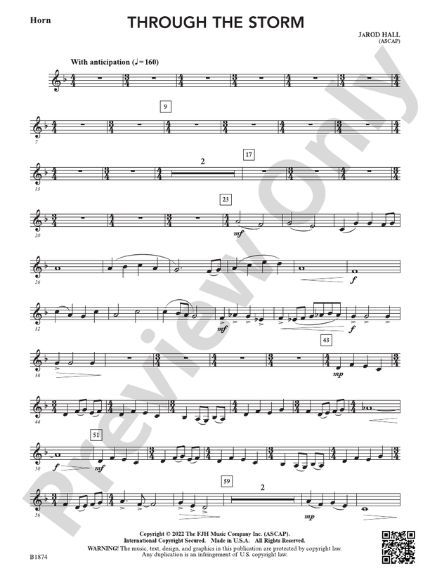 Through the Storm: F Horn: F Horn Part: JaRod Hall - Digital Sheet ...