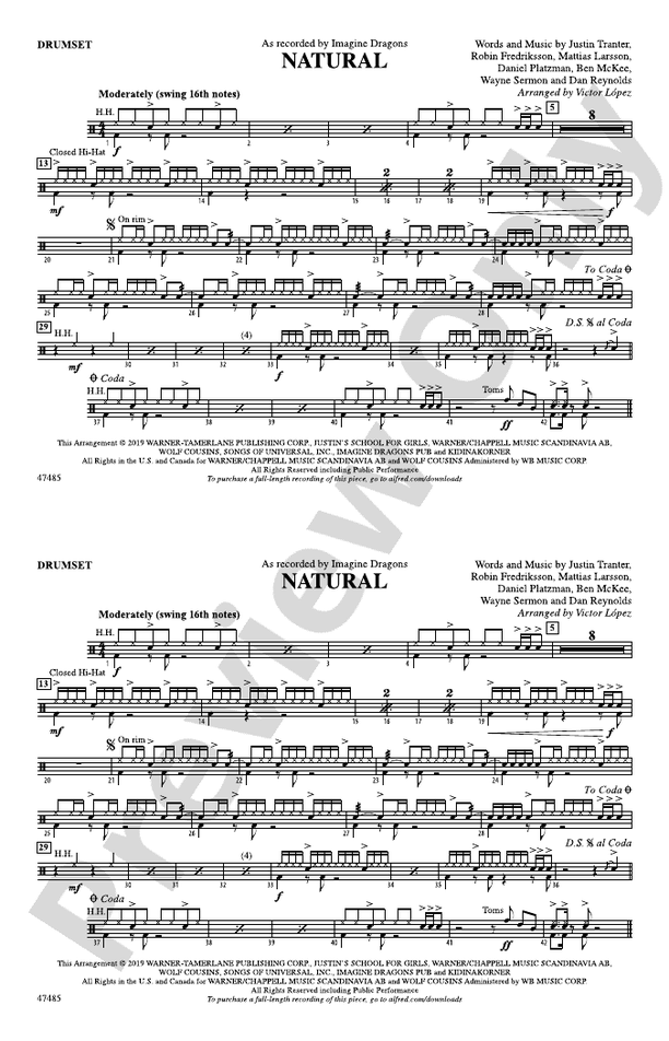 Natural: Drums: Drums Part - Digital Sheet Music Download