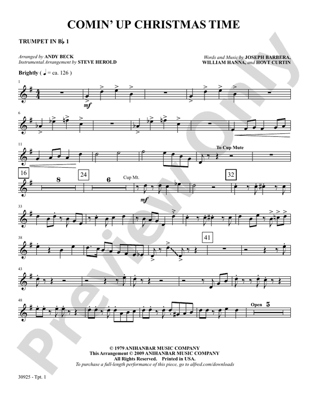 Comin' Up Christmas Time: 1st B-flat Trumpet: 1st B-flat Trumpet Part ...