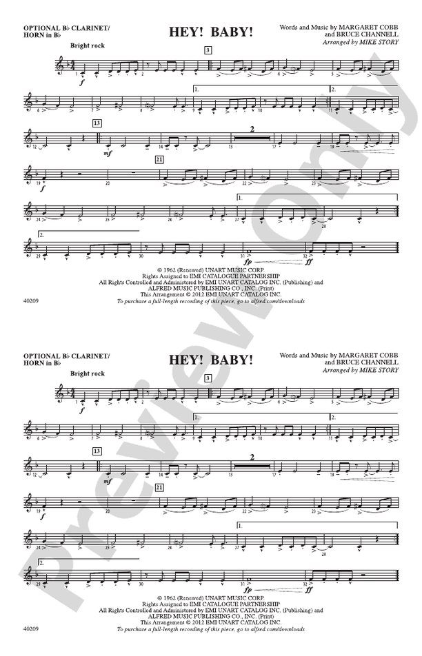 Hey! Baby! (from Dirty Dancing): Optional Bb Clarinet/Horn in Bb ...