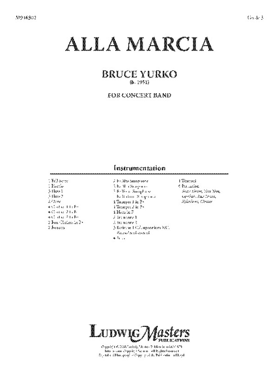 Alla Marcia: Concert Band Conductor Score: Bruce Yurko | Sheet Music