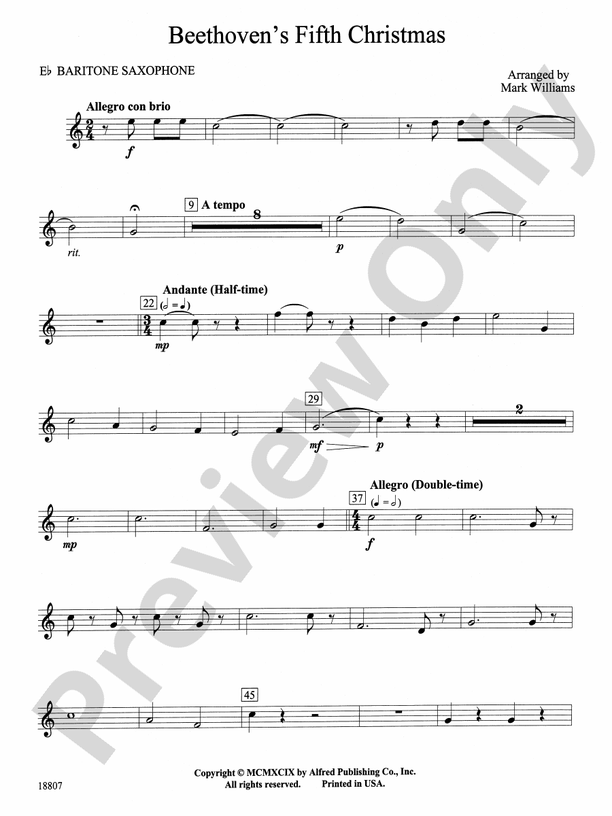 Beethoven's Fifth Christmas: E-flat Baritone Saxophone: E-flat Baritone Saxophone Part - Digital ...