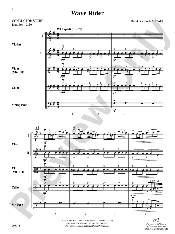 Wave Rider: Score: String Orchestra Score - Digital Sheet Music Download