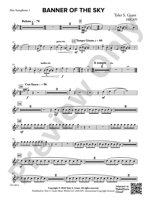 Banner of the Sky: 1st E-flat Alto Saxophone: 1st E-flat Alto Saxophone Part - Digital Sheet ...
