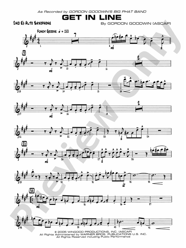 Get In Line 2nd E Flat Alto Saxophone 2nd E Flat Alto Saxophone Part