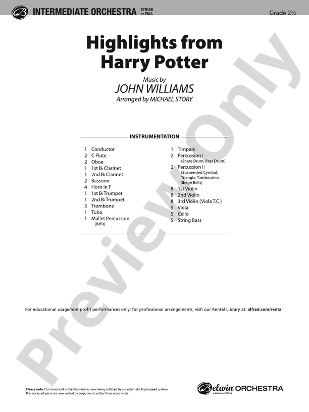 Harry Potter, Highlights from: Score: Full Orchestra Score - Digital ...