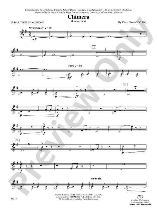 Chimera E Flat Baritone Saxophone E Flat Baritone Saxophone Part