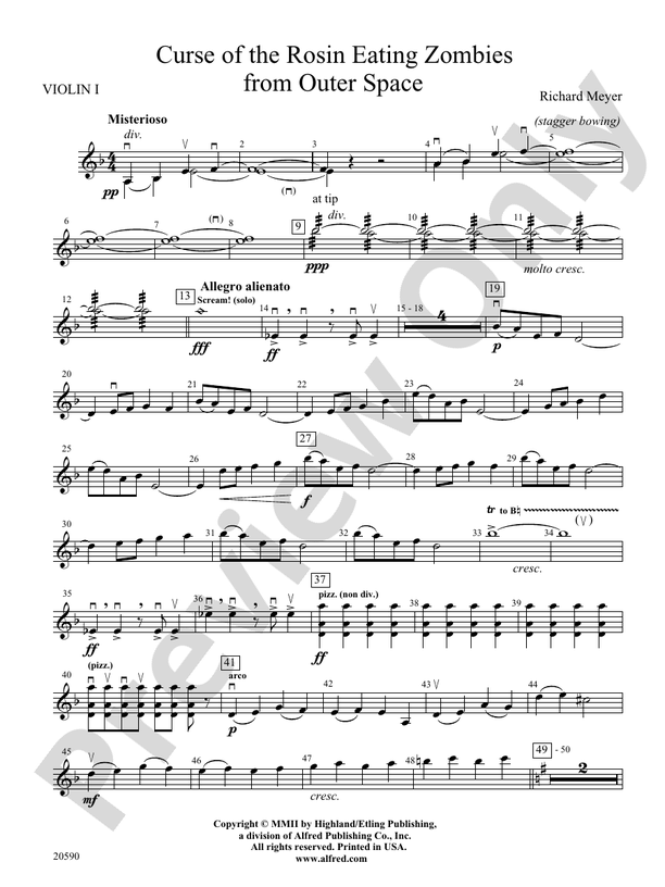 Curse of the Rosin Eating Zombies from Outer Space: 1st Violin: 1st ...