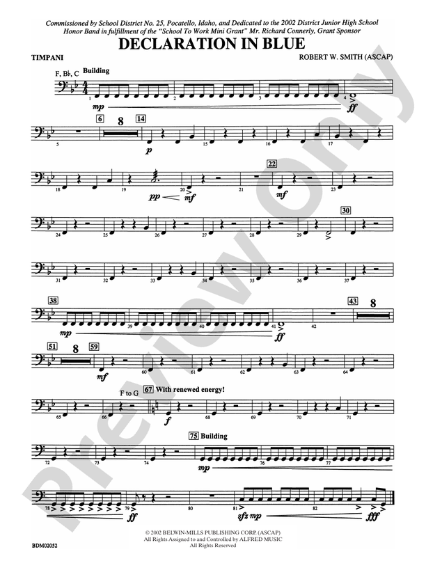 Declaration in Blue: Timpani: Timpani Part - Digital Sheet Music Download