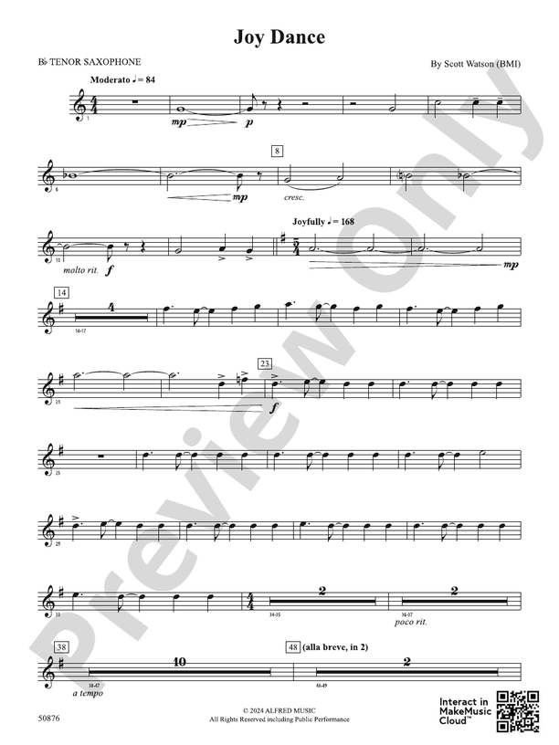 Joy Dance: B-flat Tenor Saxophone: B-flat Tenor Saxophone Part ...
