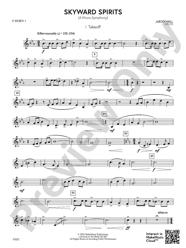 Skyward Spirits: 1st F Horn: 1st F Horn Part - Digital Sheet Music Download