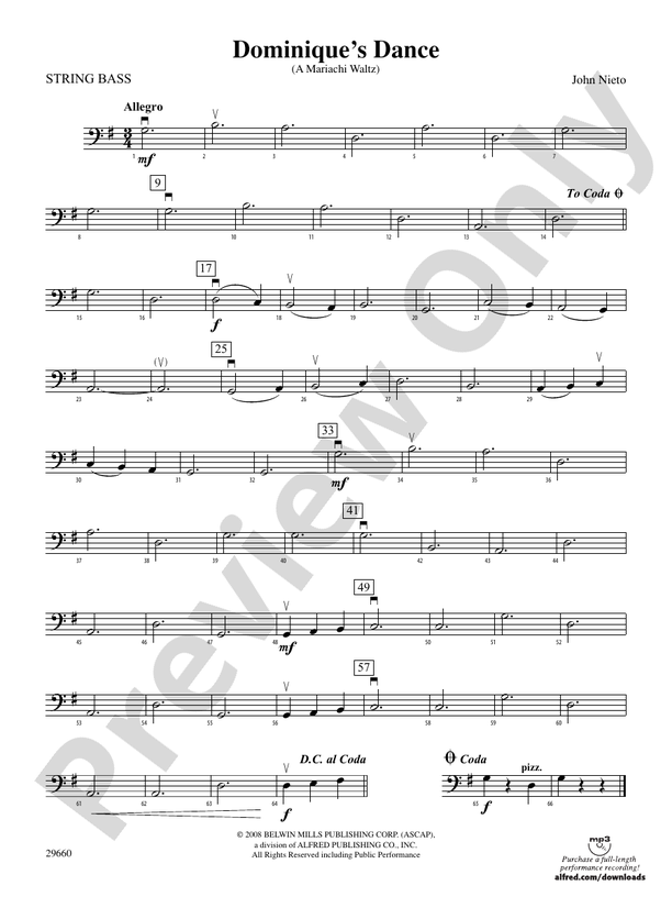 Dominique's Dance: String Bass: String Bass Part - Digital Sheet Music ...