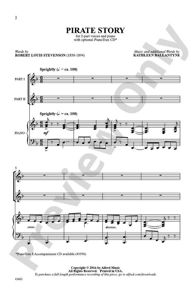 Pirate Story: 2-Part Choral Octavo: Kathleen Ballantyne - Digital Sheet ...